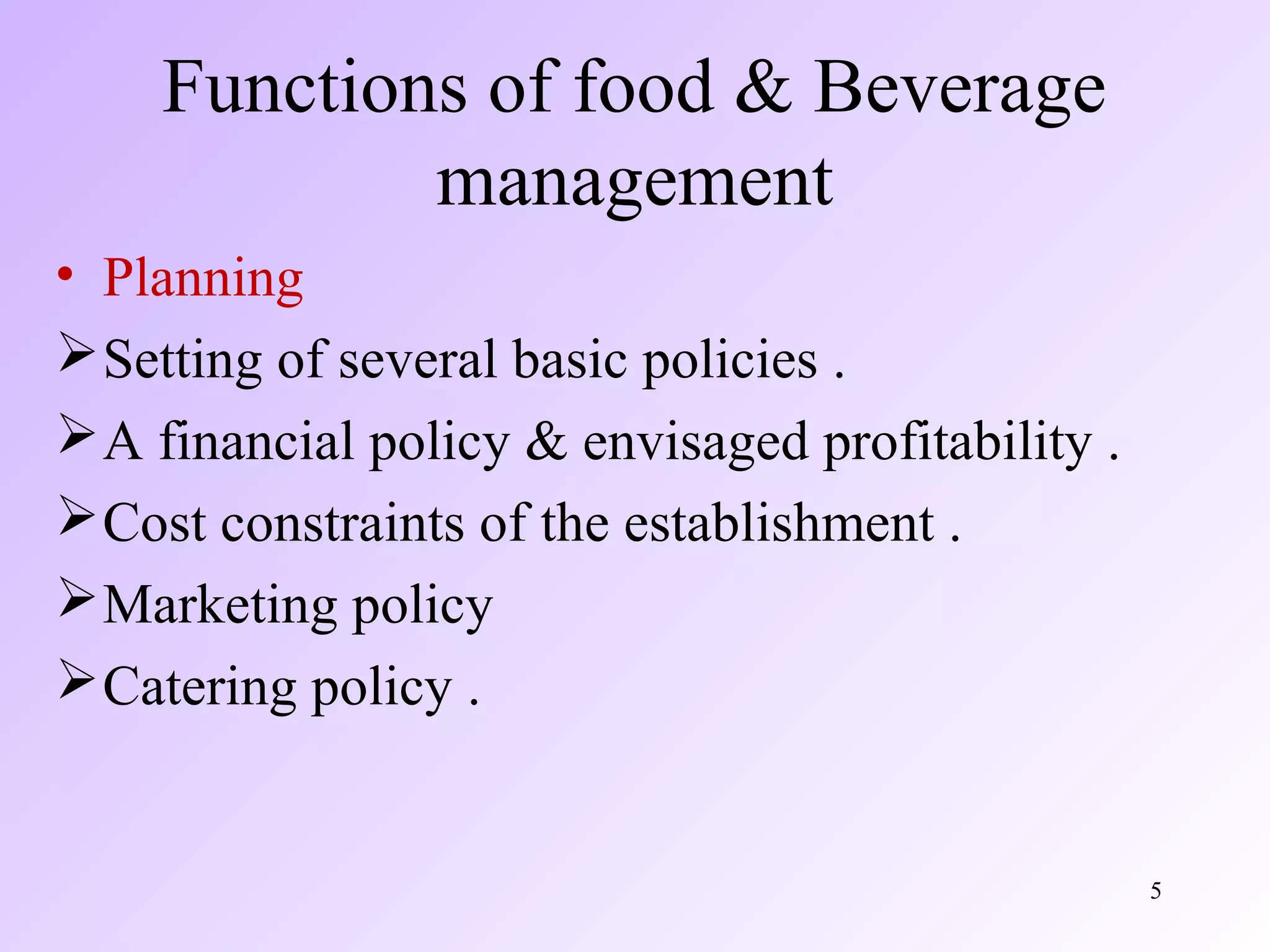 Food & Beverage Management | PPT