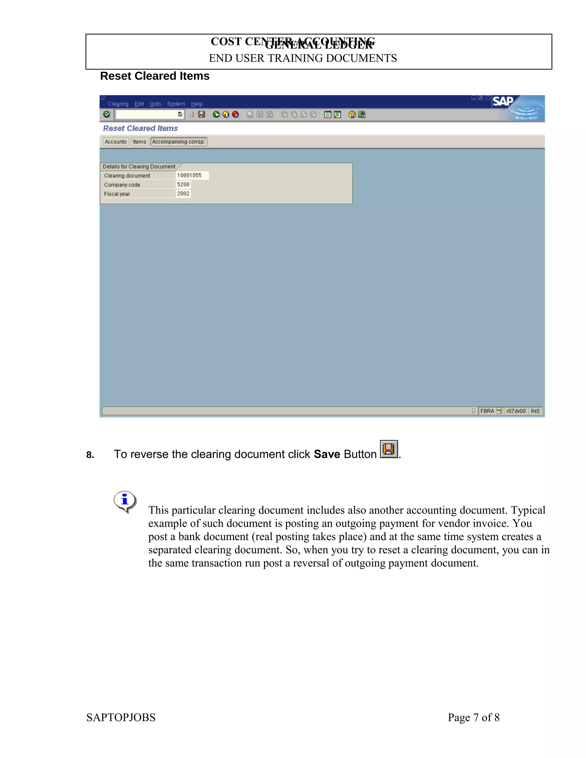 Fbra gl reset cleared items | DOC