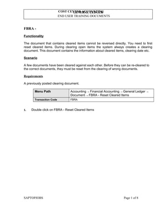 Fbra gl reset cleared items | PDF
