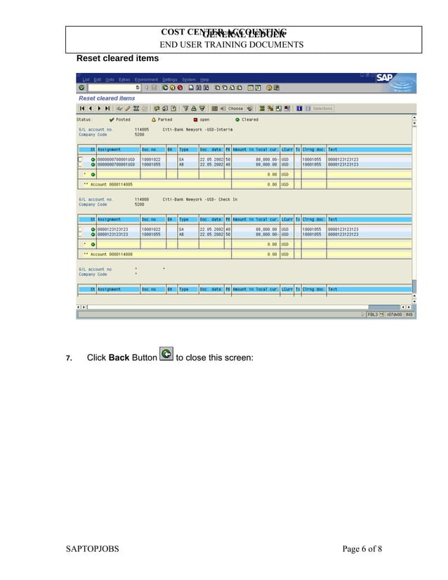 Fbra gl reset cleared items | PDF