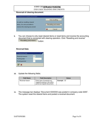 Fbra gl reset cleared items | PDF