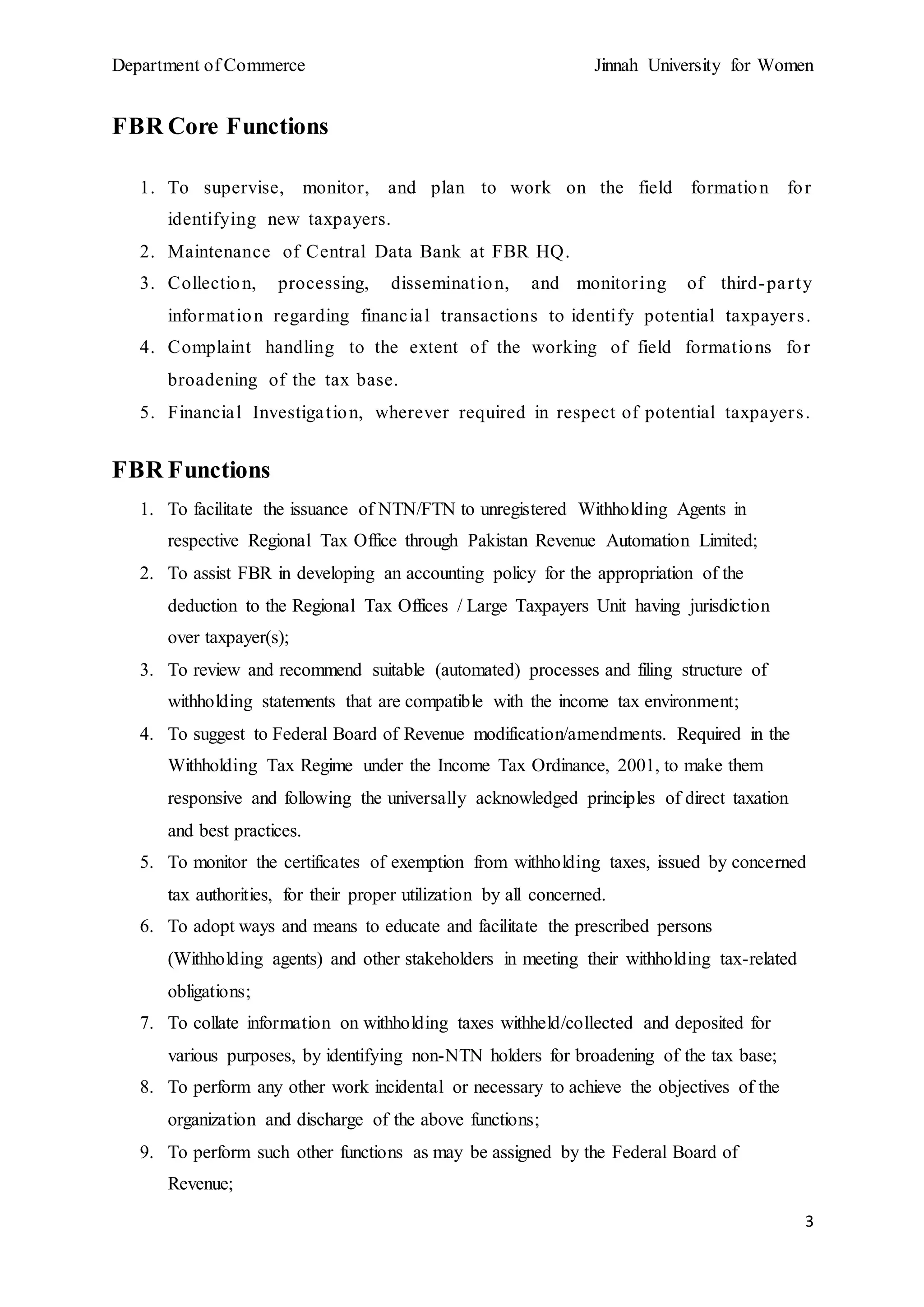Fbr functions, numericals, salary slip, tax rates 2020, type of funds ...