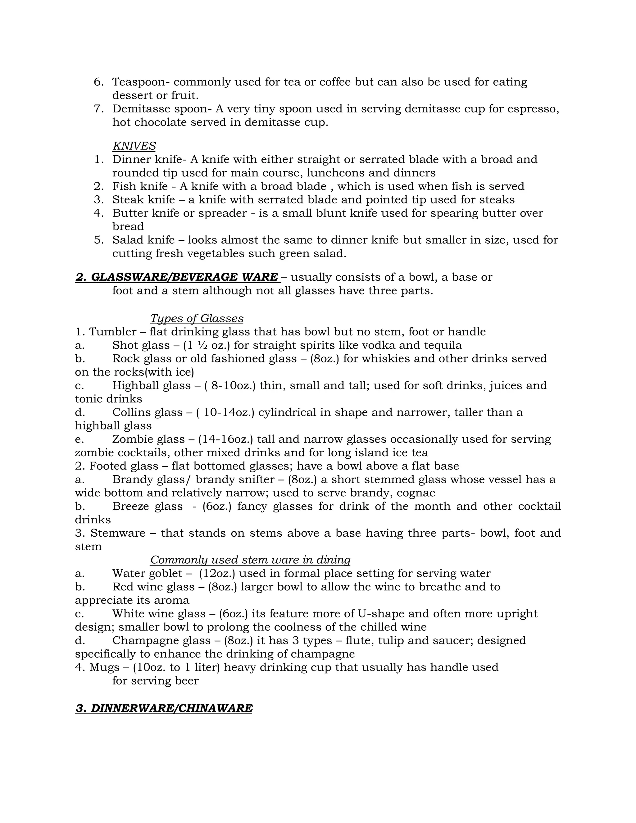 FBS-week-3 Basic Types of Tableware.docx