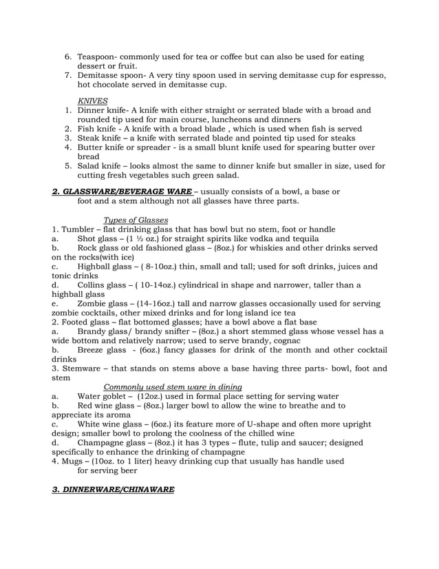 FBS-week-3 Basic Types of Tableware.docx