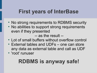 Firebird Security (in English): The Past and The Future | PPT