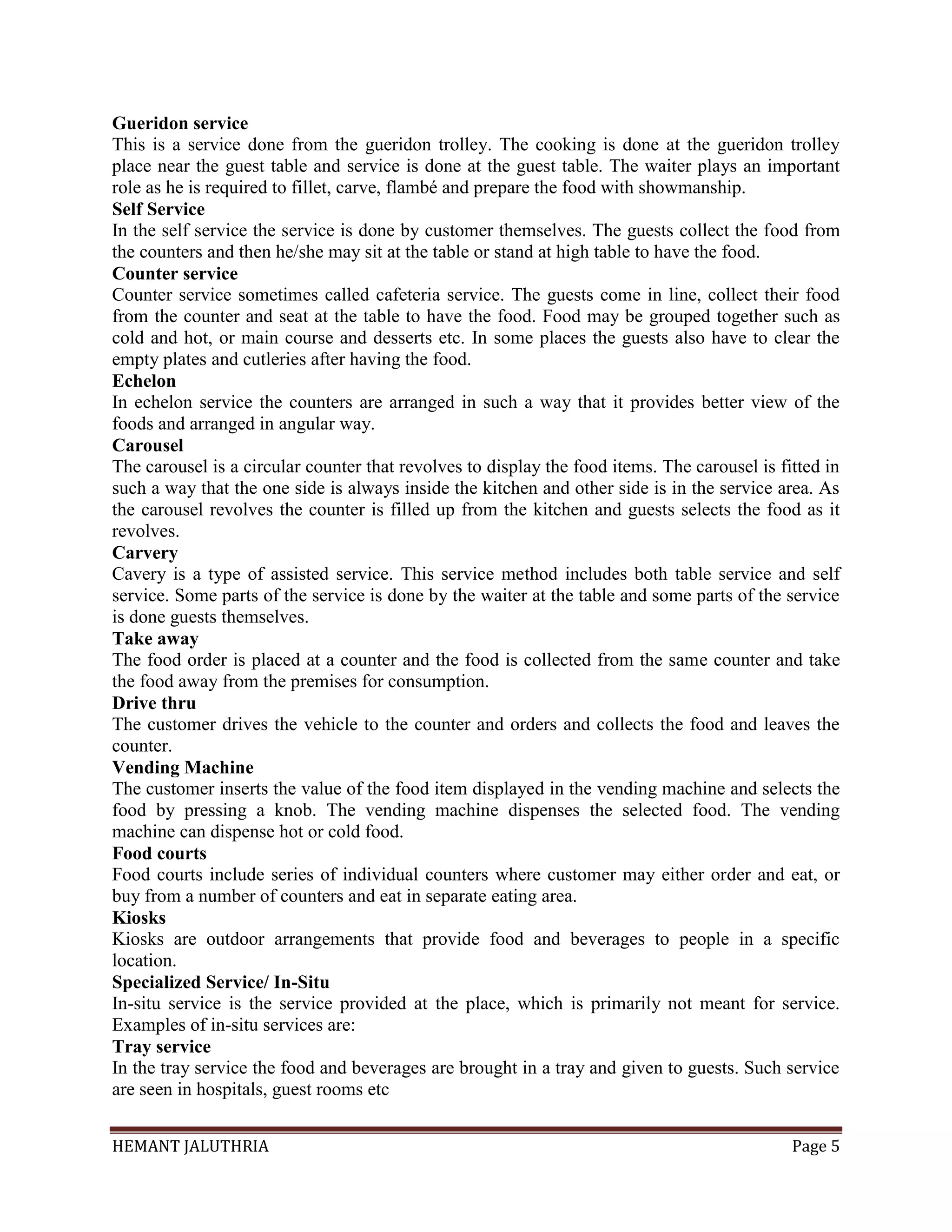 F&b service basicterminology | PDF