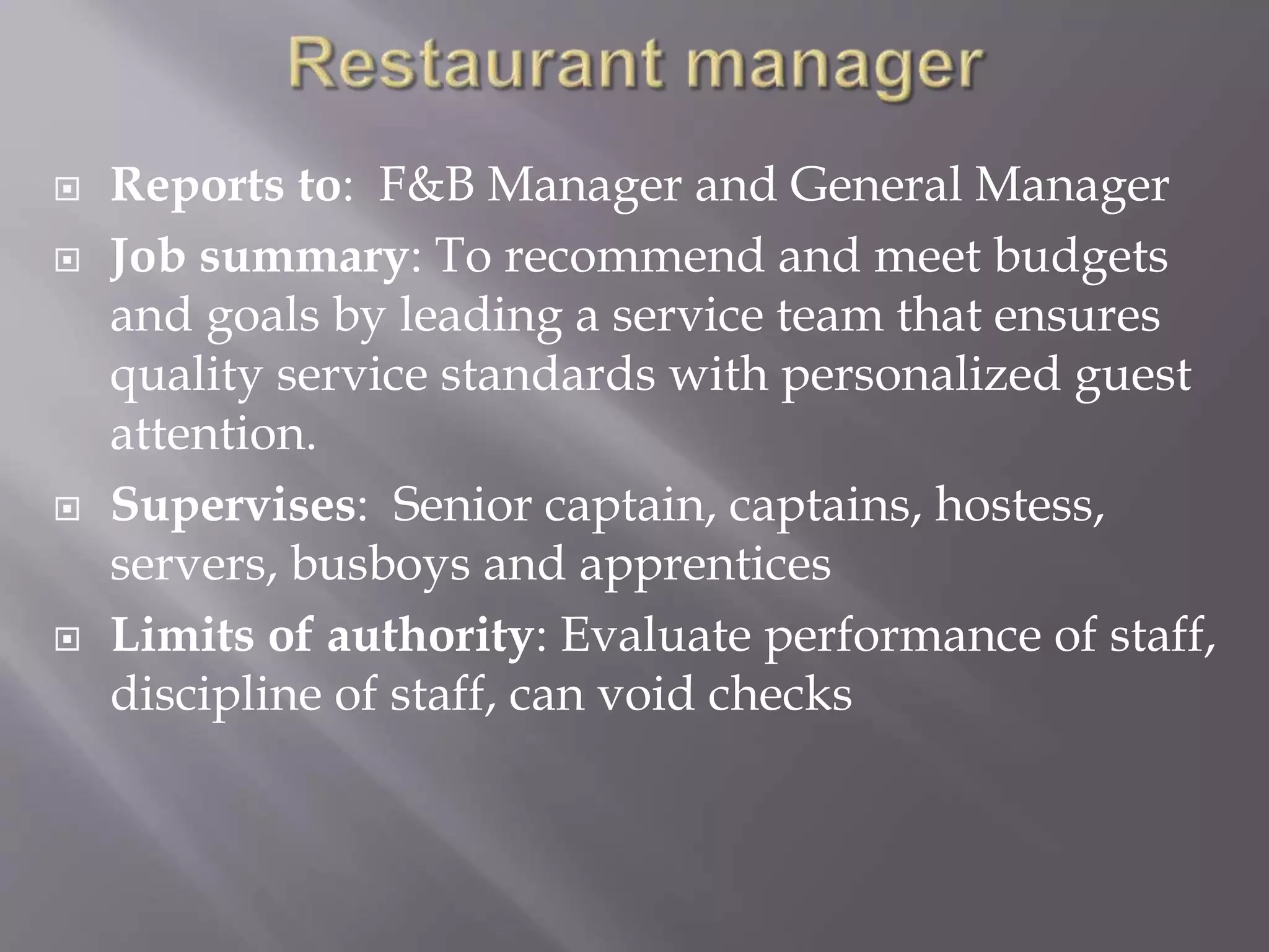 Food and beverage service department | PPTX