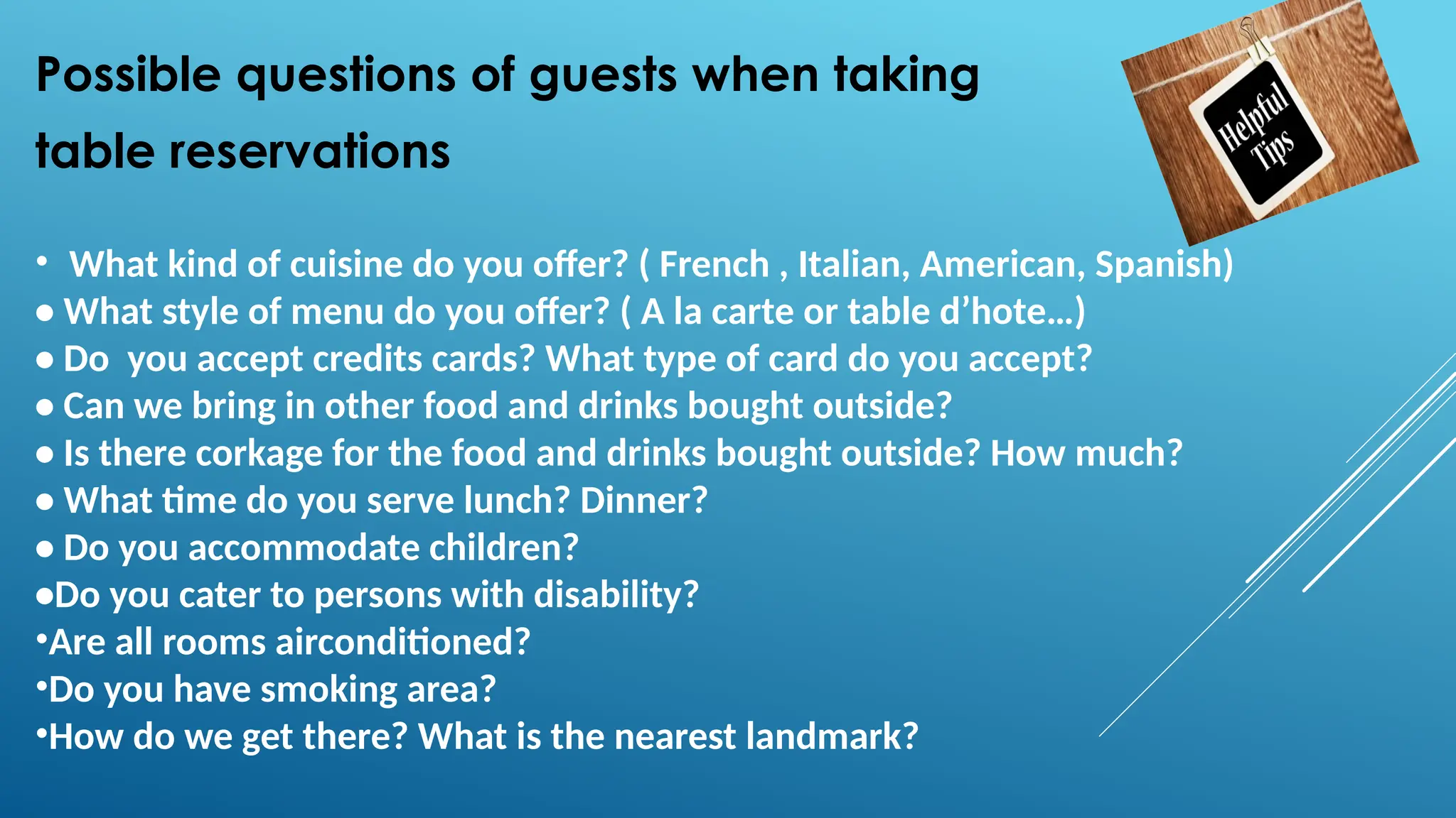 FBS Lesson 1.1. Take Table Reservation (food and beverage services).pptx