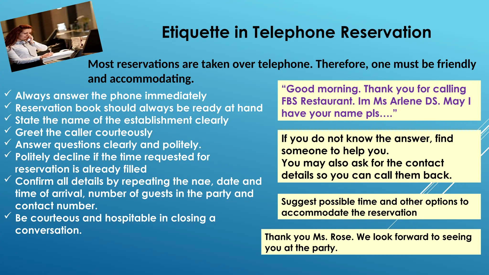 FBS Lesson 1.1. Take Table Reservation (food and beverage services).pptx