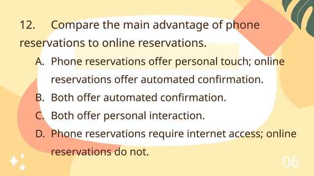 FOOD AND BEVERAGE SERVICES TABLE RESERVATION QUIZ.pptx | Food & Drink
