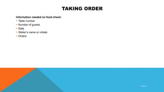 F&b st service sequence and welcoming the guest | PPTX