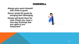 service sequence and welcoming the guest | PPTX