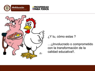 Fábula de la gallina y el cerdo comprometido ó involucrado | PPTX