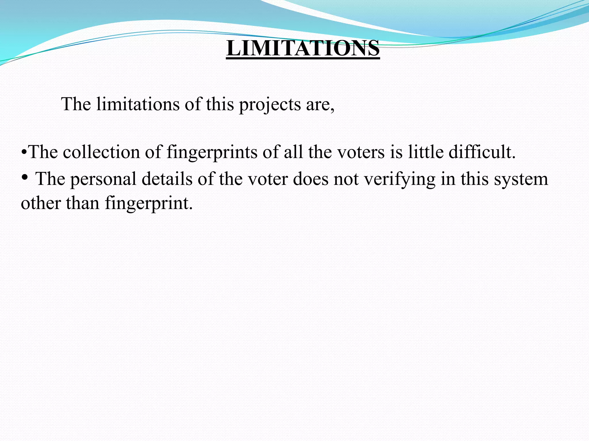 Fingerprint based voting machine ppt | PPTX