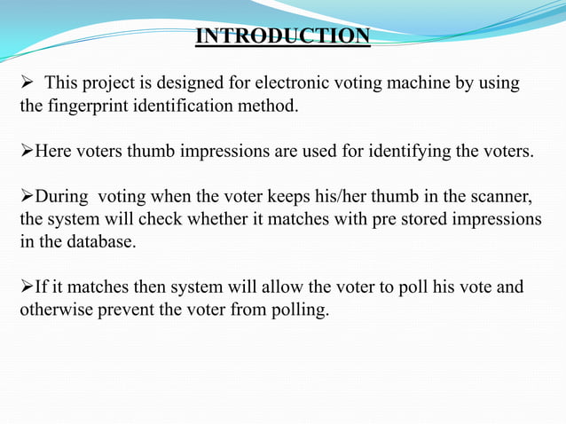 Fingerprint based voting machine ppt | PPTX