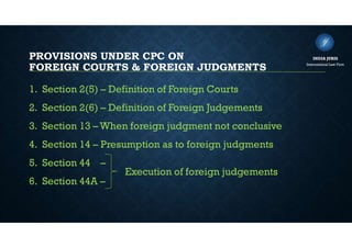 Foreign Courts & Foreign Judgements under Civil Procedure Code in India. | PDF
