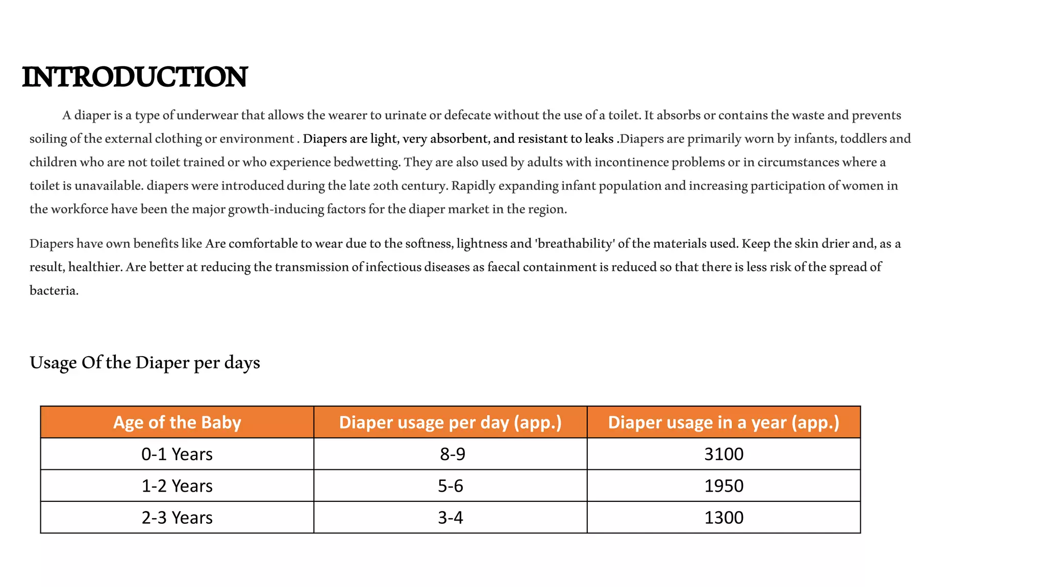 Baby Diaper Analysis | PPTX