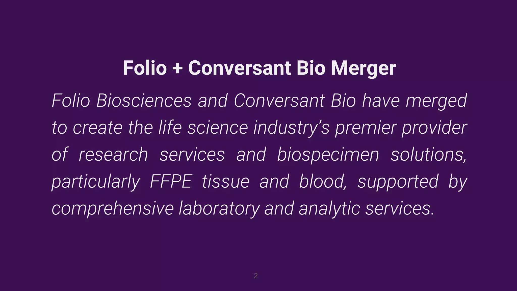 Folio Conversant - Biospecimen and Laboratory Services | PDF | Diseases and Conditions | Medical ...
