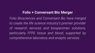 Folio Conversant - Biospecimen and Laboratory Services | PDF | Diseases and Conditions | Medical ...