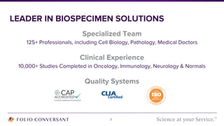Folio Conversant - Biospecimen and Laboratory Services | PDF | Diseases and Conditions | Medical ...