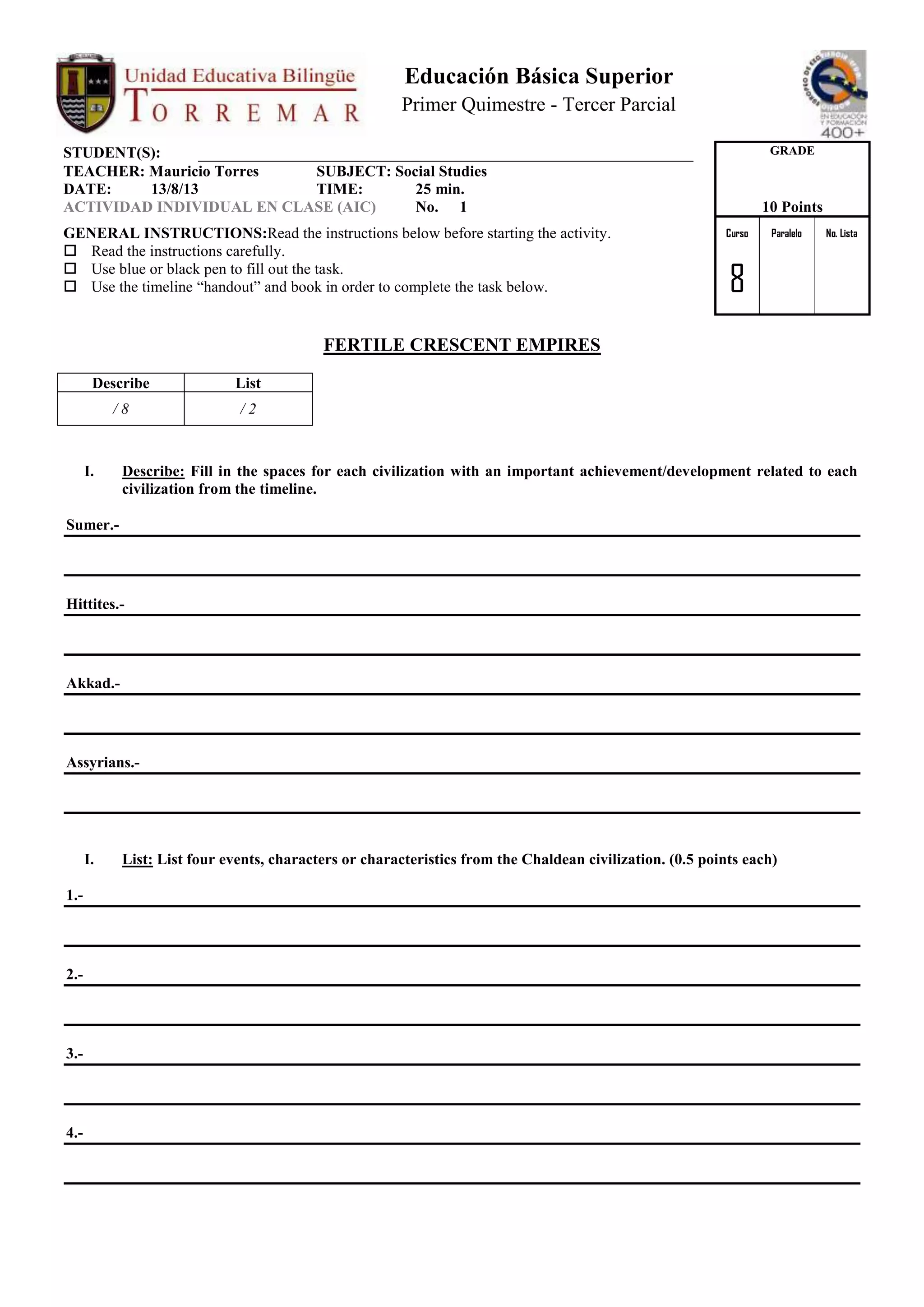 Fertile Crescent Timeline CW | DOCX