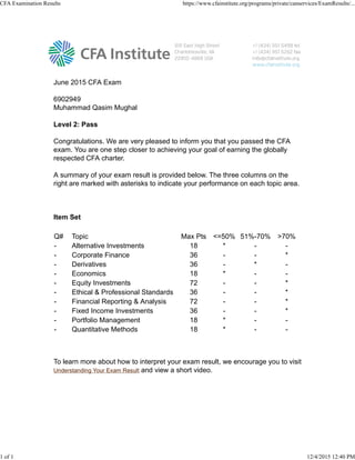 CFA Level 2 Result | PDF
