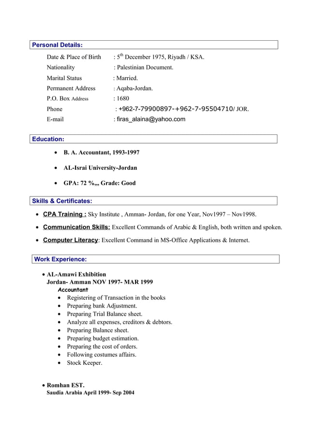 CV OF Firas AL Aina | PDF