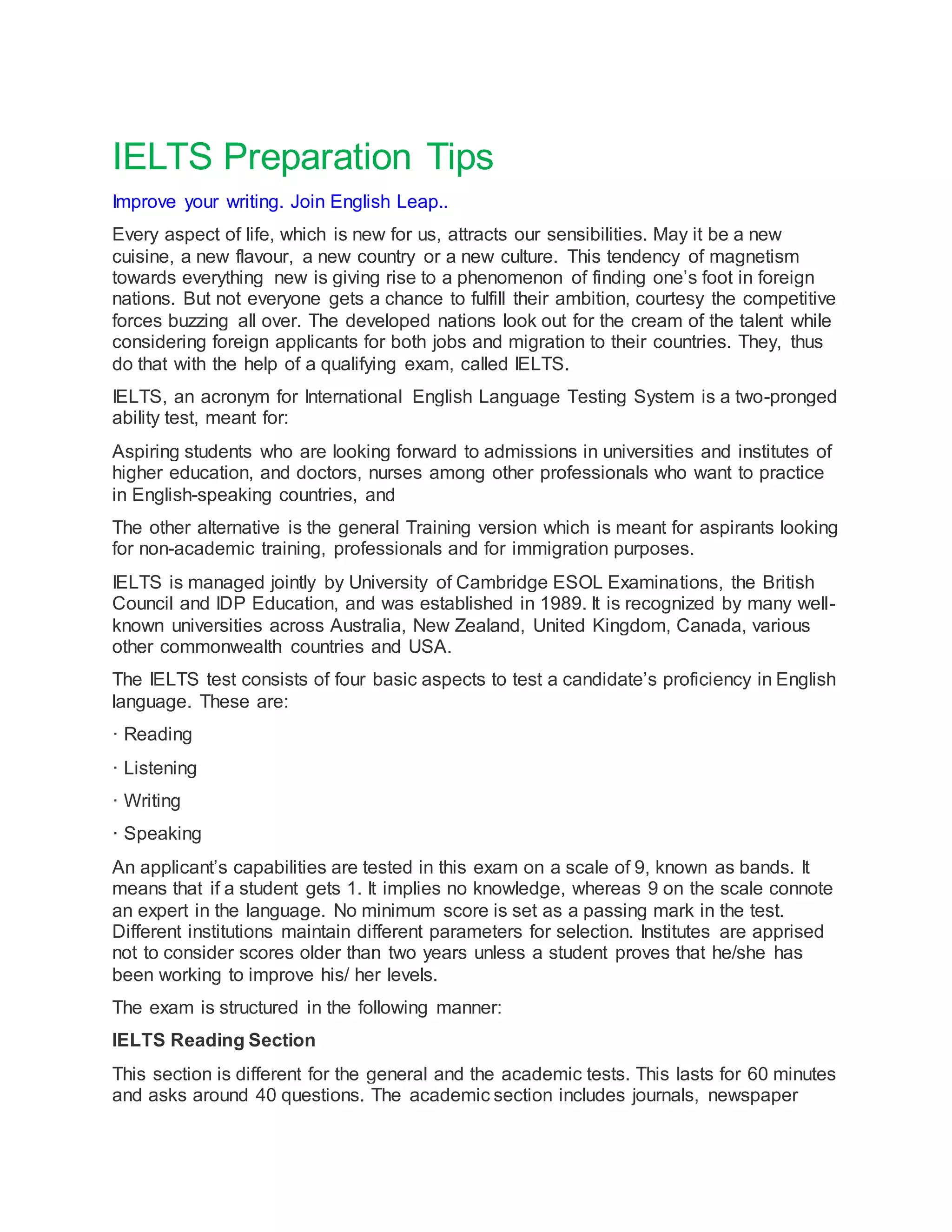 IELTS Preparation Tips | DOCX