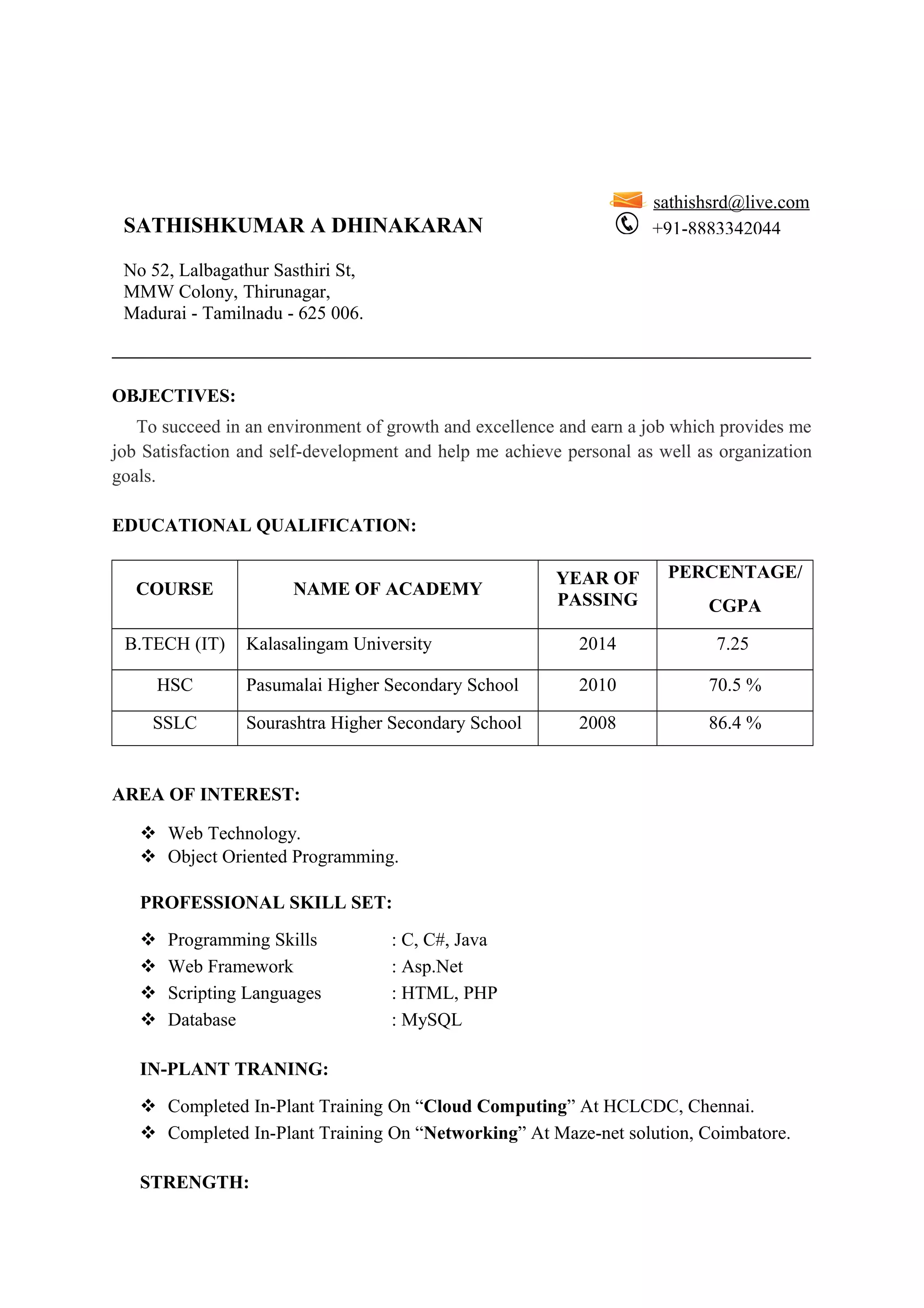 sathish_B.tech(IT)_2014_resume_updated | DOC