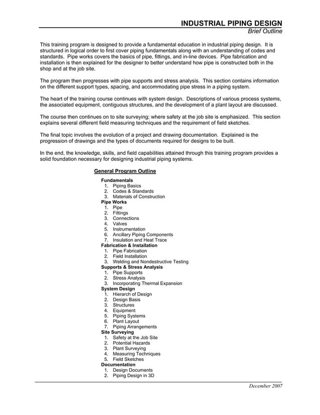 Industrial Piping Design outline | PDF