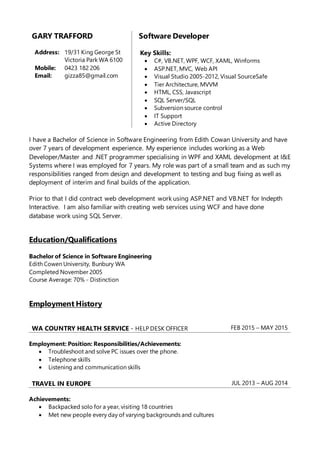 Resume - Gary Trafford | DOCX