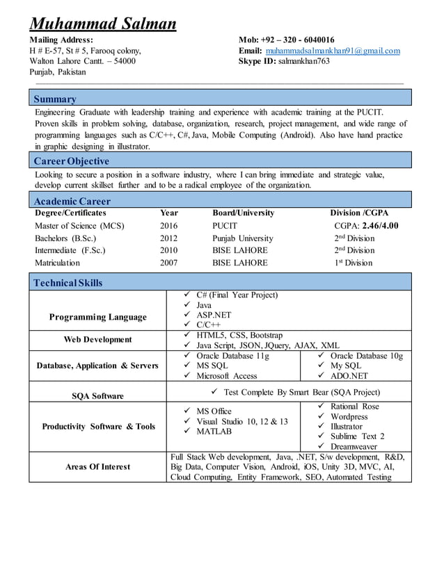Salman Resume | PDF