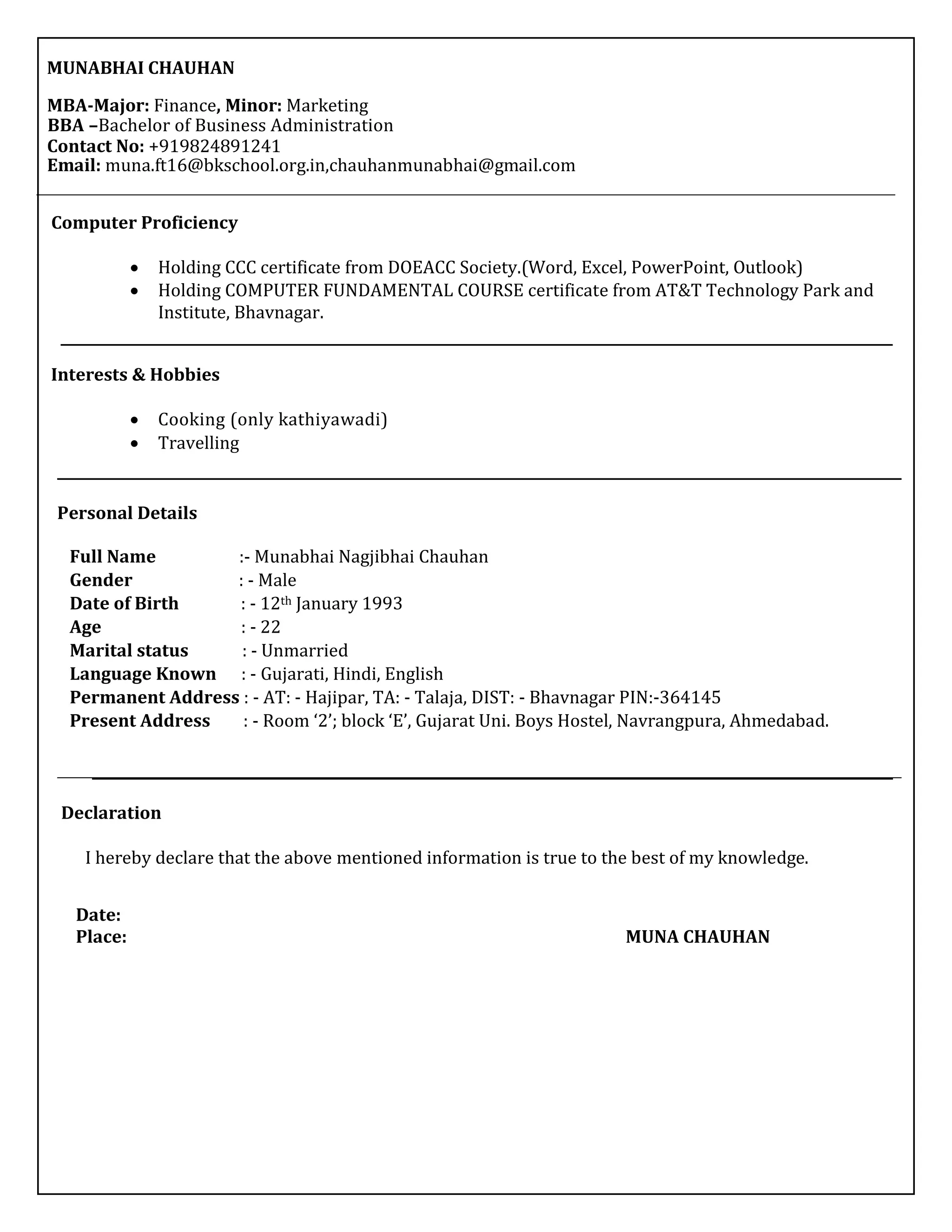 MUNA Resume final | PDF