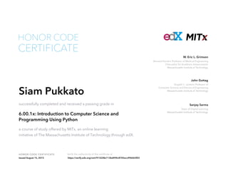 6.00.1x -Introduction to Computer Science and Certificate | PPT