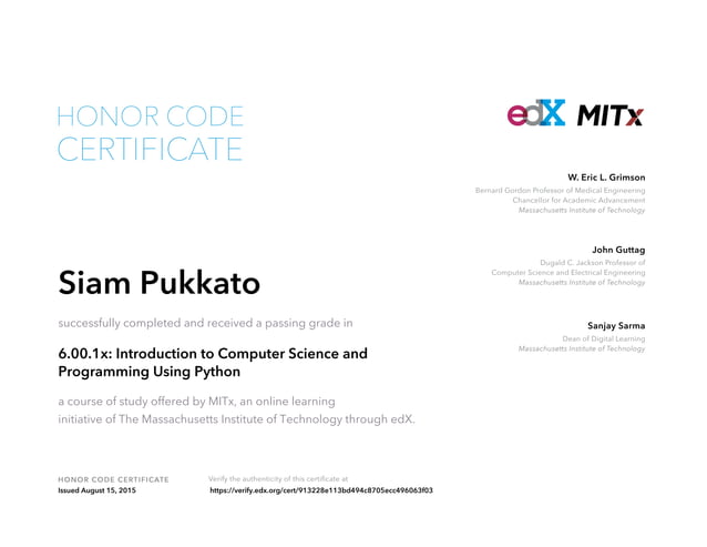 6.00.1x -Introduction to Computer Science and Certificate | PPT