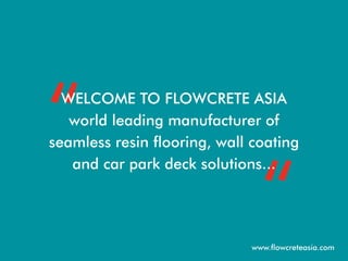 Flowcrete Asia - Welcome To Flowcrete Hotel | PDF