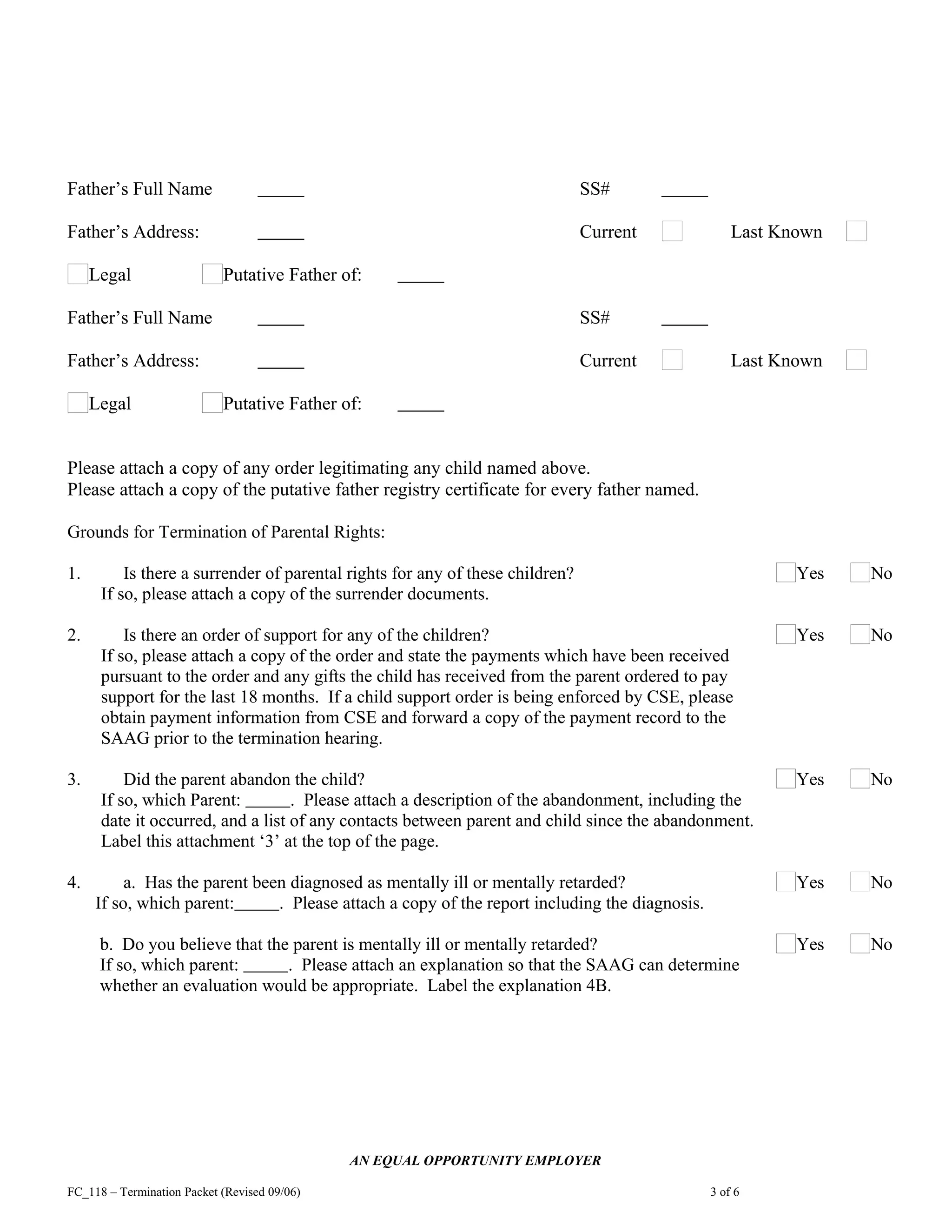 Fc 118 termination packet termination questionnaire and reporting forms ...