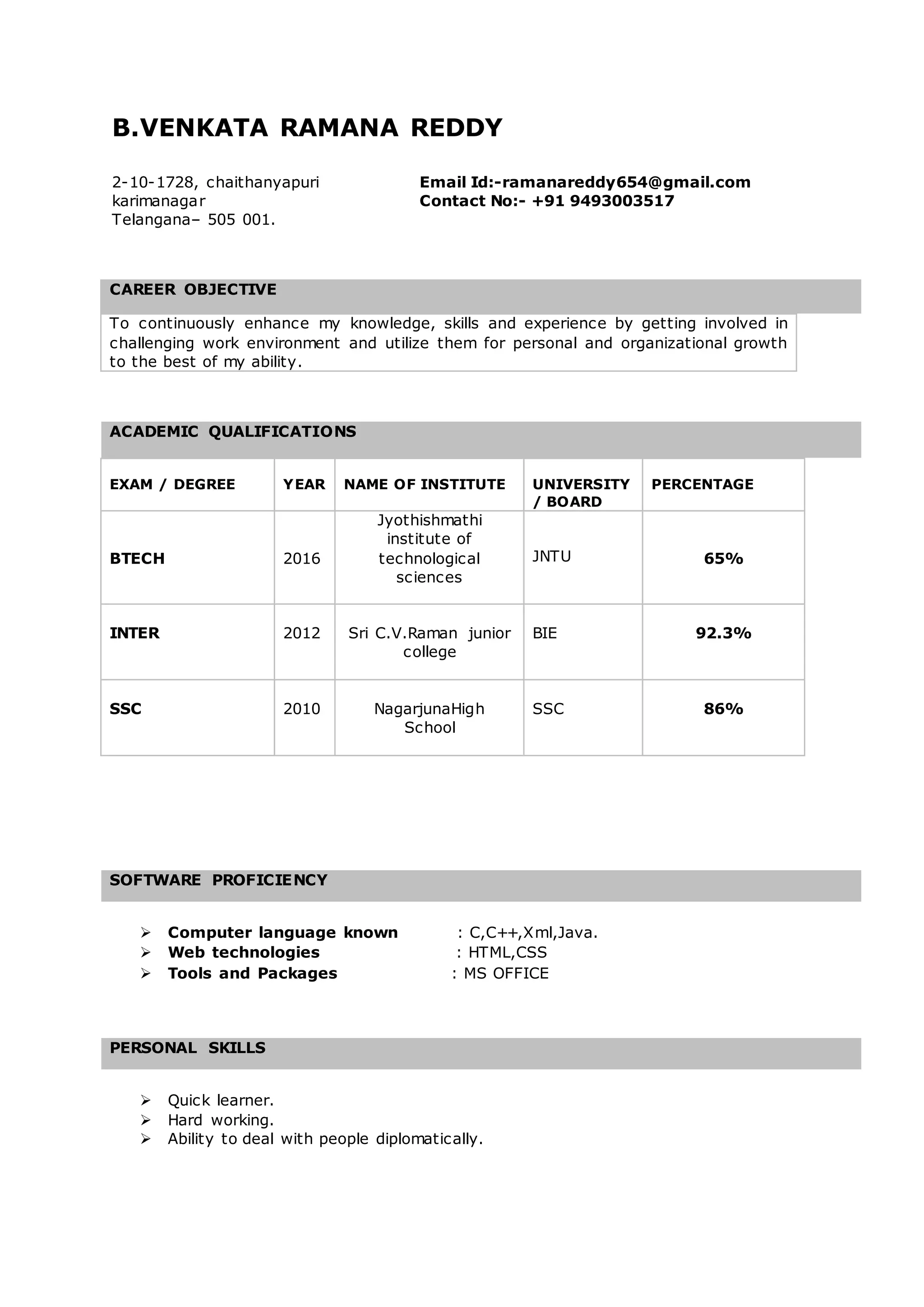 RAMANARESUME2 | DOCX | Technology & Computing