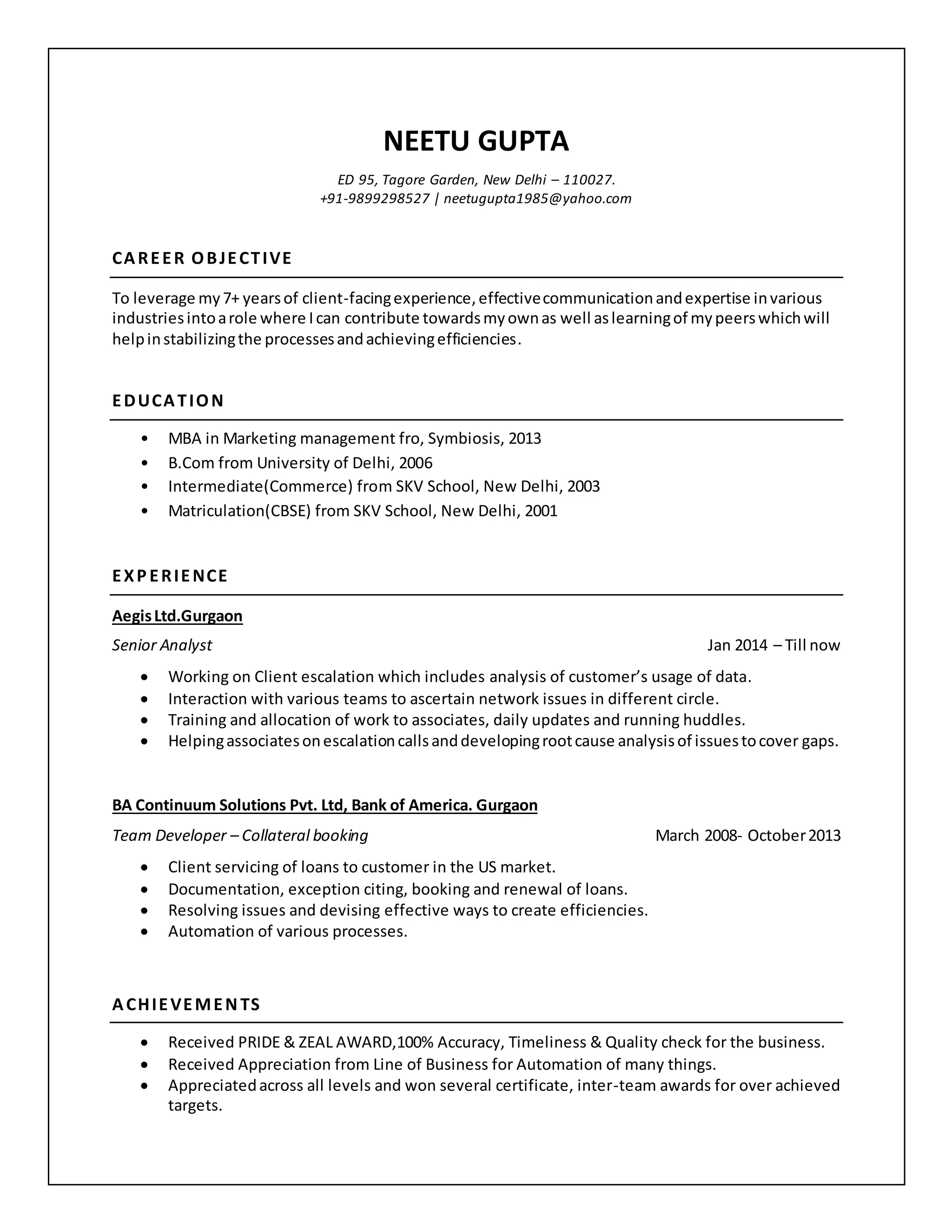 NEETU GUPTA AEGIS EXP UPDATED | DOCX