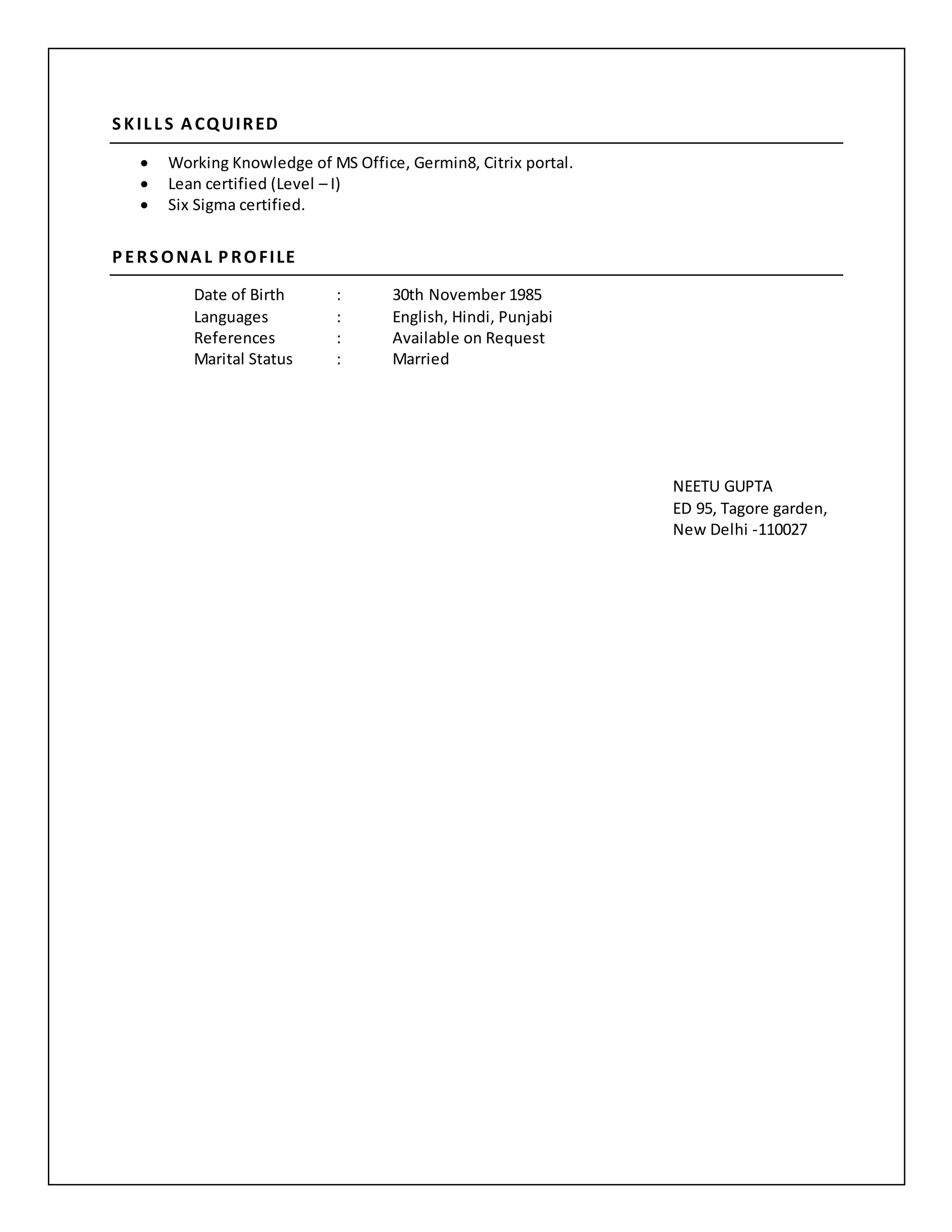 NEETU GUPTA AEGIS EXP UPDATED | PDF