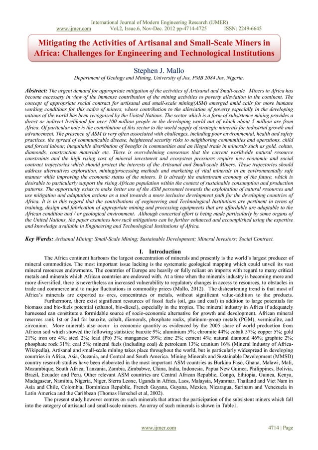 Mitigating the Activities of Artisanal and Small-Scale Miners in Africa ...