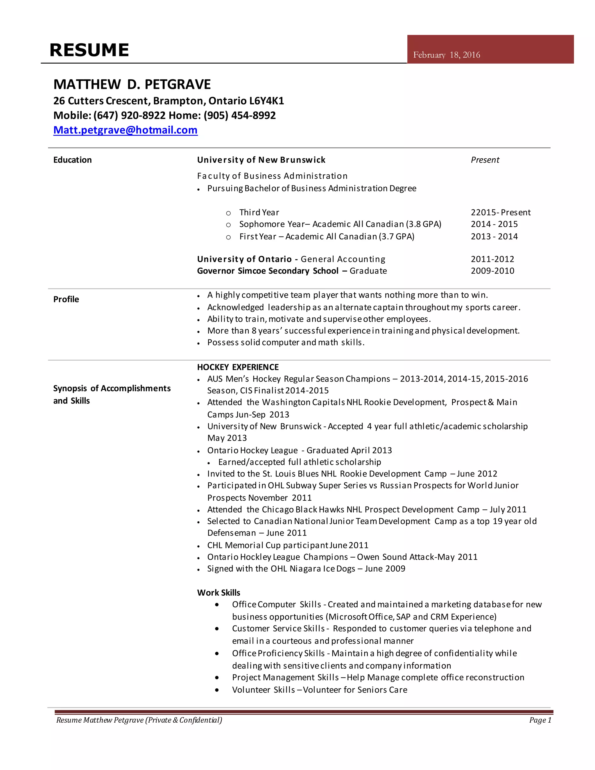 Matthew Petgrave Resume 20-Jan-16 | DOCX