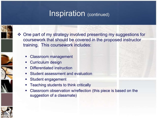 Instructor Training Assessment - Implementation Project | PPTX