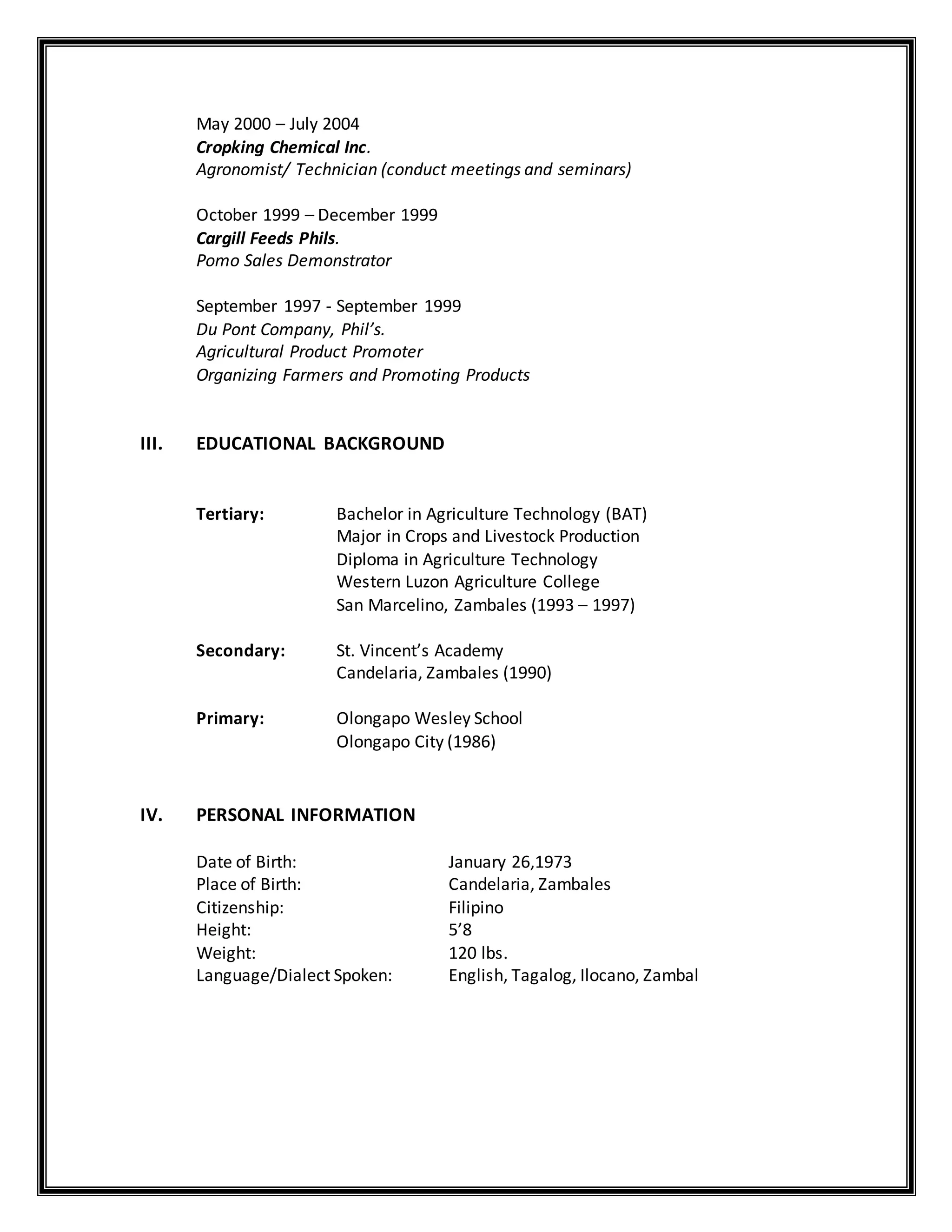 clark cv | DOCX | Agriculture | Industries