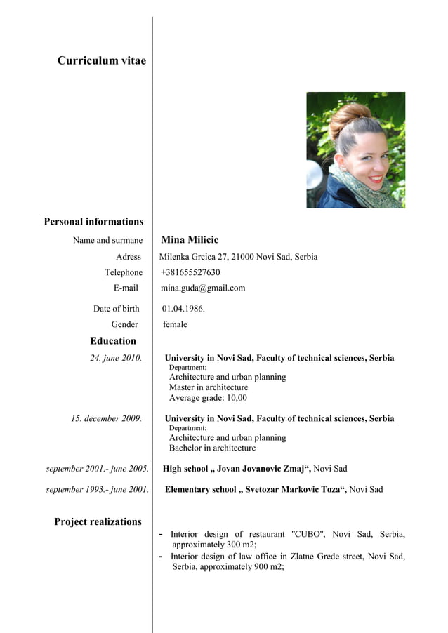 MINA MILICIC CV | PDF