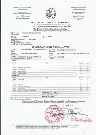 HND Transcript | PDF