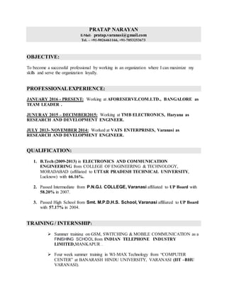 Pratap Narayan R & D Engineer | DOCX