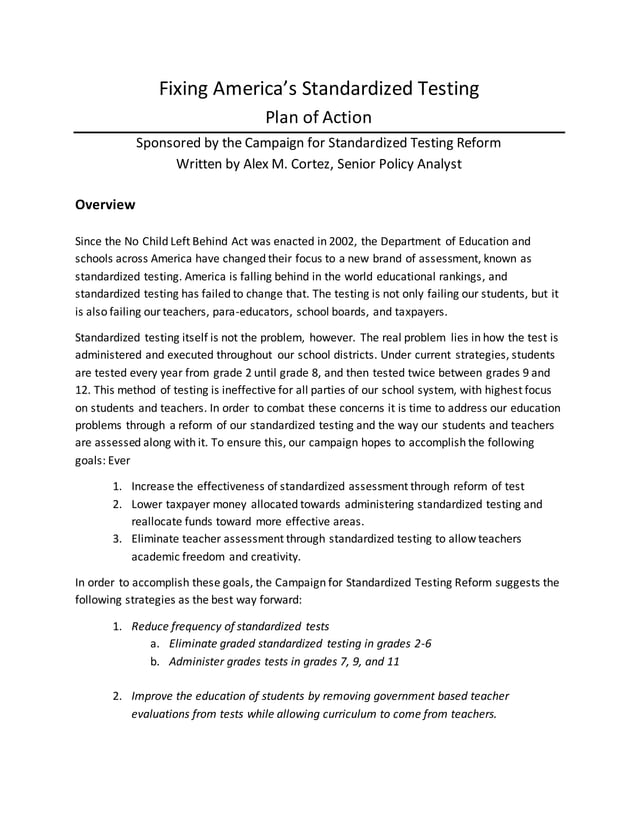 Fixing America’s Standardized Testing | PDF