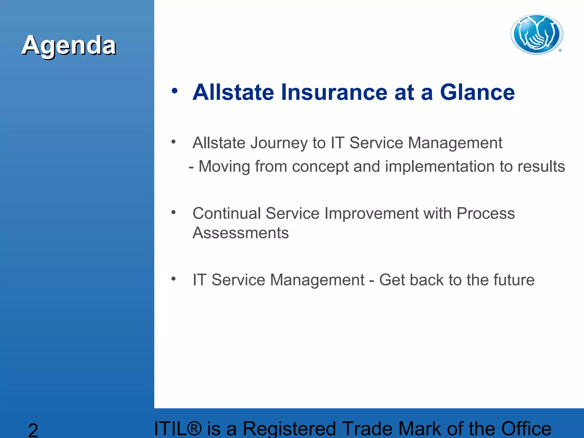 Allstate- Cathy Kirch- Back to the Future with ITIL-FINAL | PPT