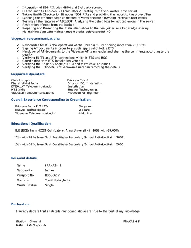 OCS ENGINEER_PRAKASH S | PDF